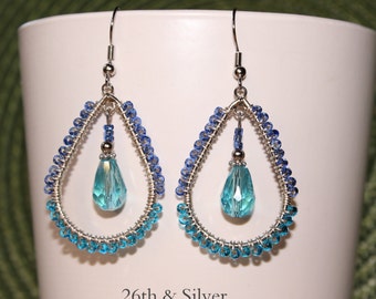 Items similar to Silver Plated Seed Bead Hoop Earrings on Etsy