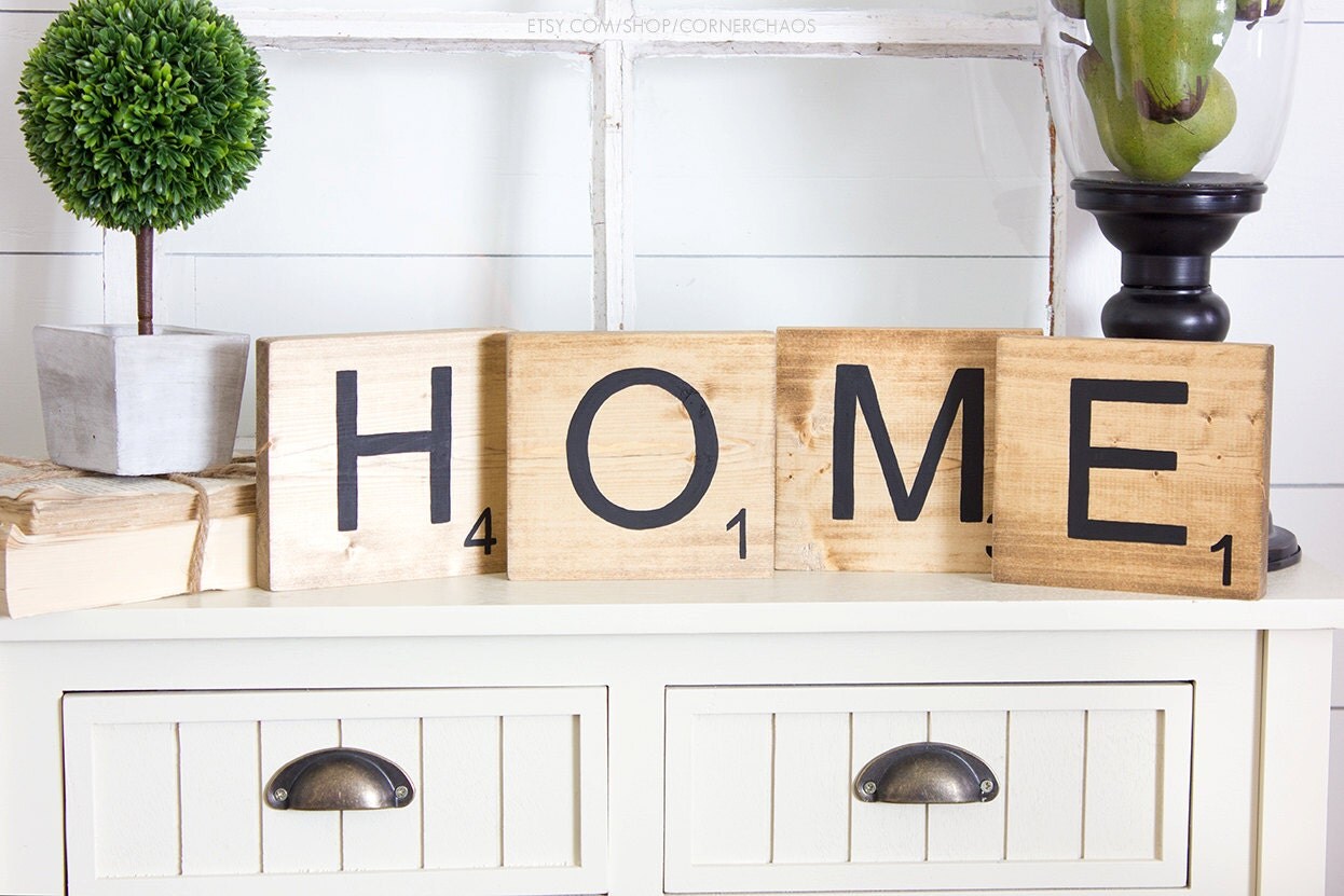 Large Scrabble Tiles Home Decor Scrabble Wall Art by CornerChaos