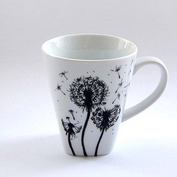 Custom flowers mug coffee cup tea mug handmade floral design