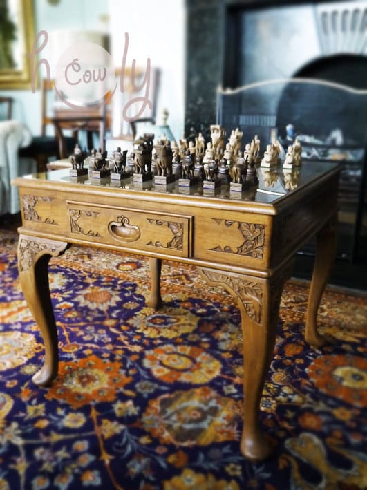 Rare Vintage Large Indian Hand Carved Teak Wood Chess Set / Chess Table ...