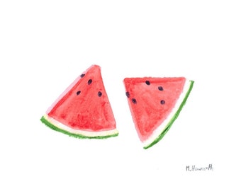 Melon d'eau aquarelle Art peinture nature morte de