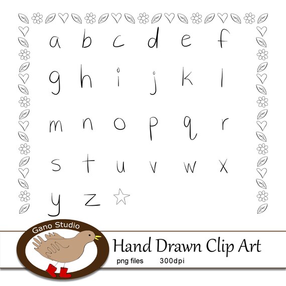 Hand Drawn Lower Case Alphabet Clip Art by GanoStudio on Etsy