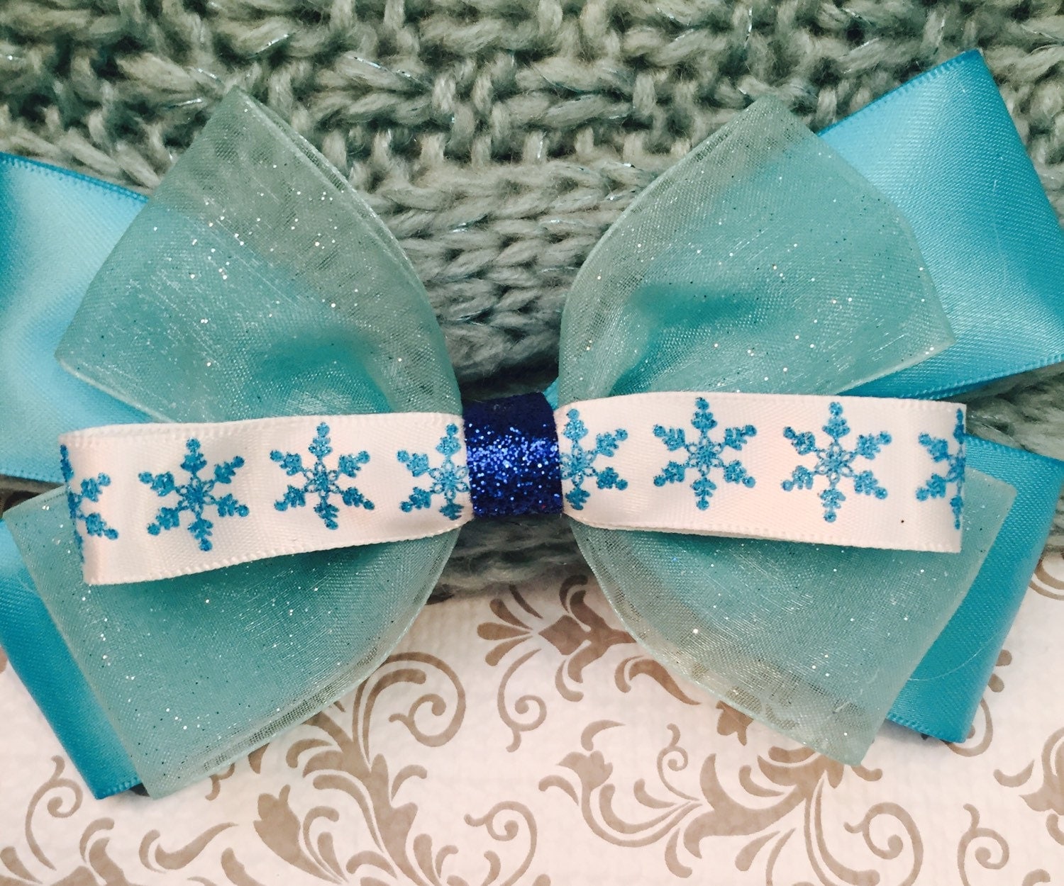 Elsa inspired hair bow by BoppityBows on Etsy