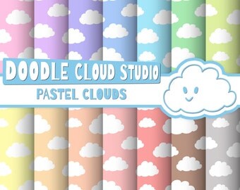 Cloud digital paper | Etsy