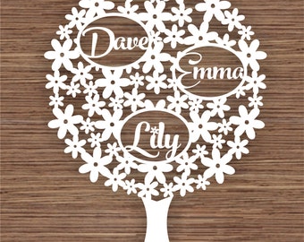 Custom Heart Family Tree for 4 PDF SVG Commercial Use by ArtyCuts