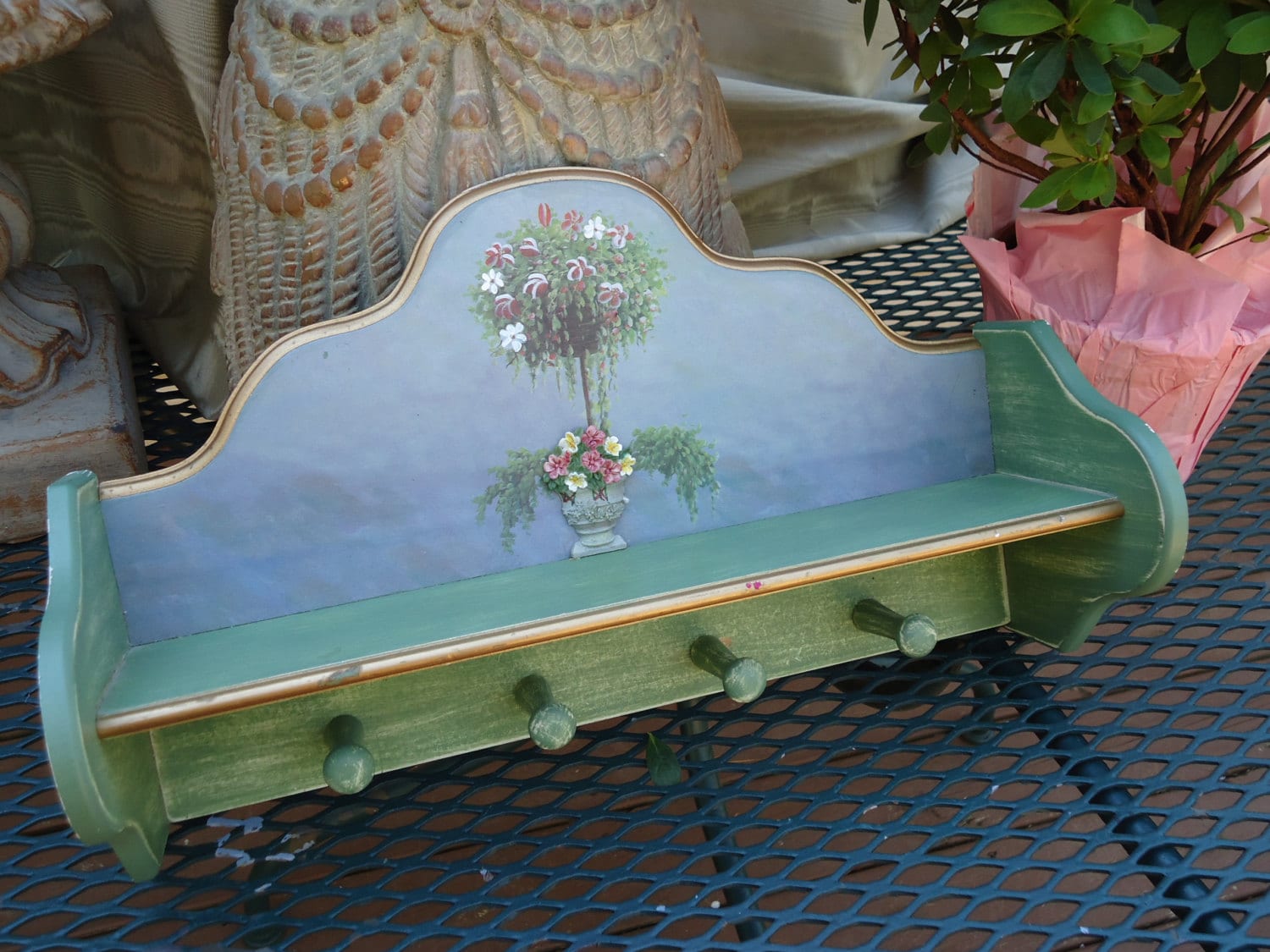 Vintage Painted Hanging Entry Coat Rack and Shelf – Haute Juice