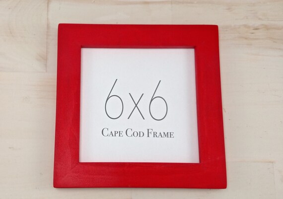 Red 6x6 Picture Frame. Solid Wood Wall Frame. by CapeCodFrame