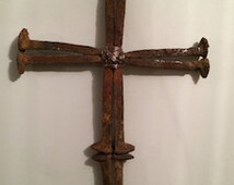 Metal Cross - Railroad Spike Cross - Closed Spikes - Cross - repurposed ...