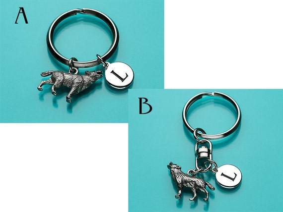 Wolf Keychain Wolf Key Ring Howling Wolf by promisemeeverything2
