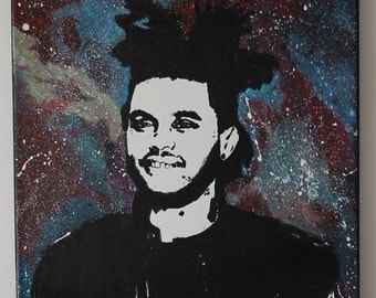 The Weeknd Hand Drawn Stencil Art Painting. Galaxy Background on 12 x ...