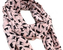 Free Shipping Pink Cat Scarf chiffon women scarf with Cats Cat women ...