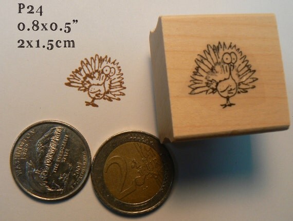 Miniature turkey rubber stamp P24