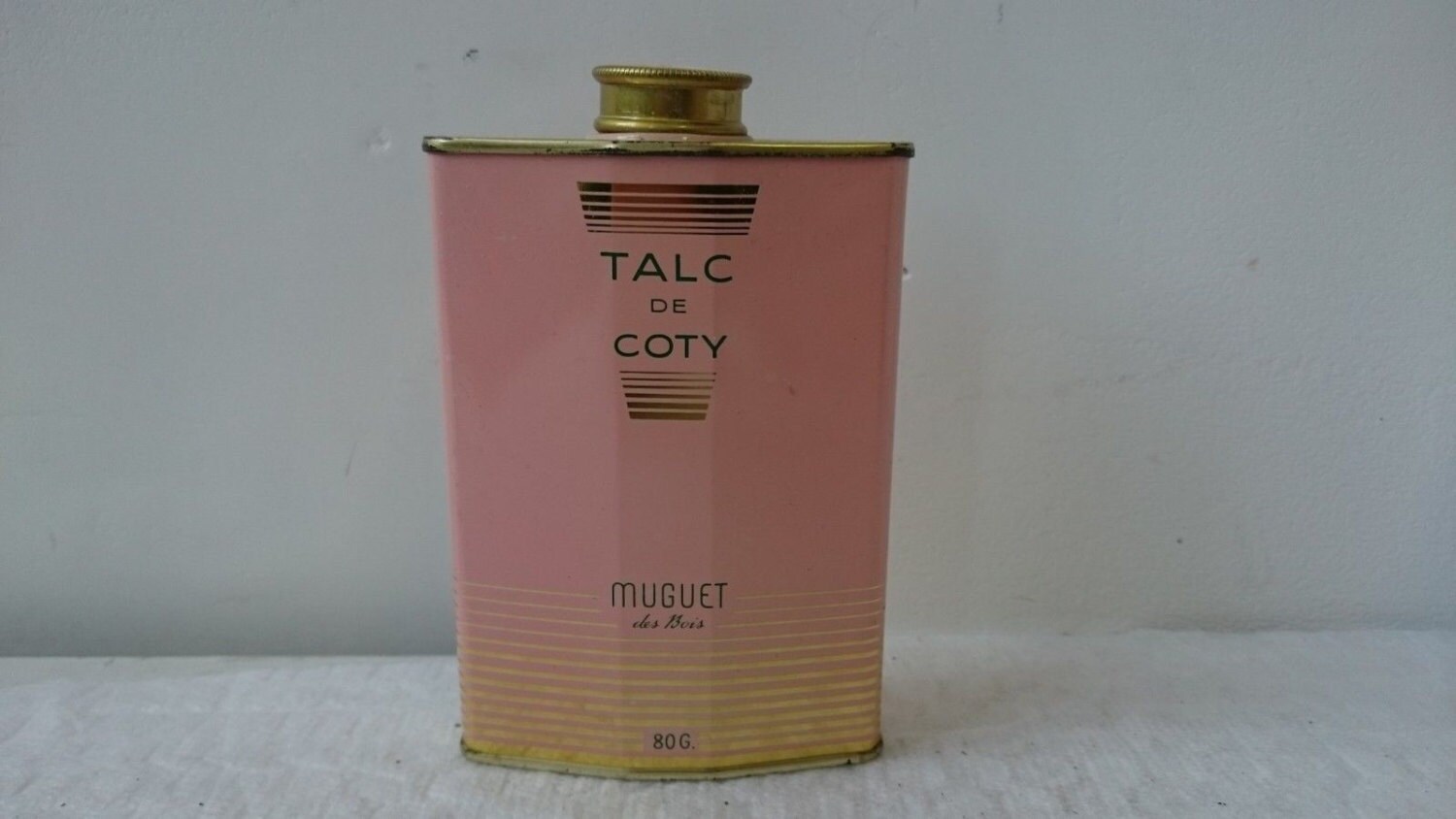 Vintage French Coty Talc Body Powder in Pink and Gold Metal Tin Never ...