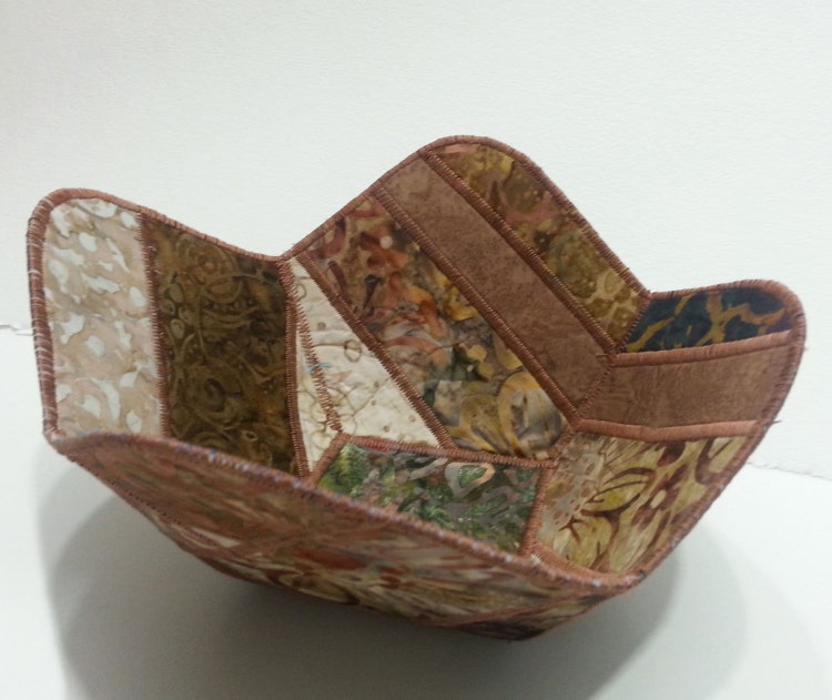 Reversible Fabric Bowl in Brown Batik Fabrics by Sieberdesigns