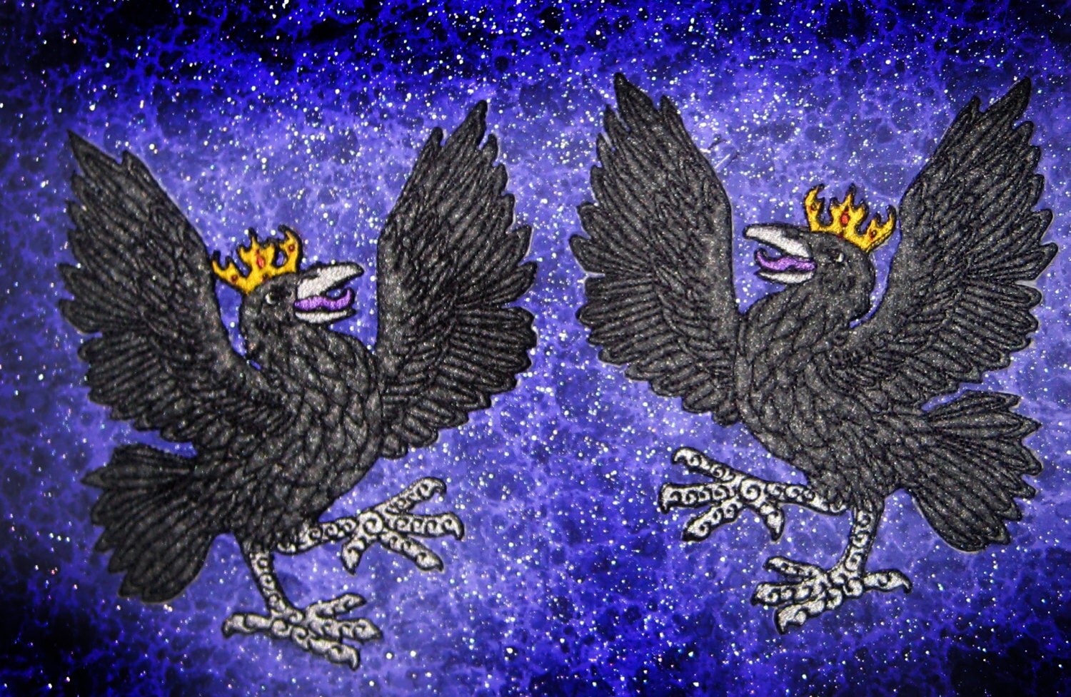 FELT Rampant Raven Heraldic Heraldry Iron on or Sew On Patch