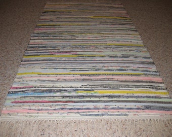 Hand Woven Gray Purple Teal Rag Rug 25 x 58 by Rags2RugsandMore