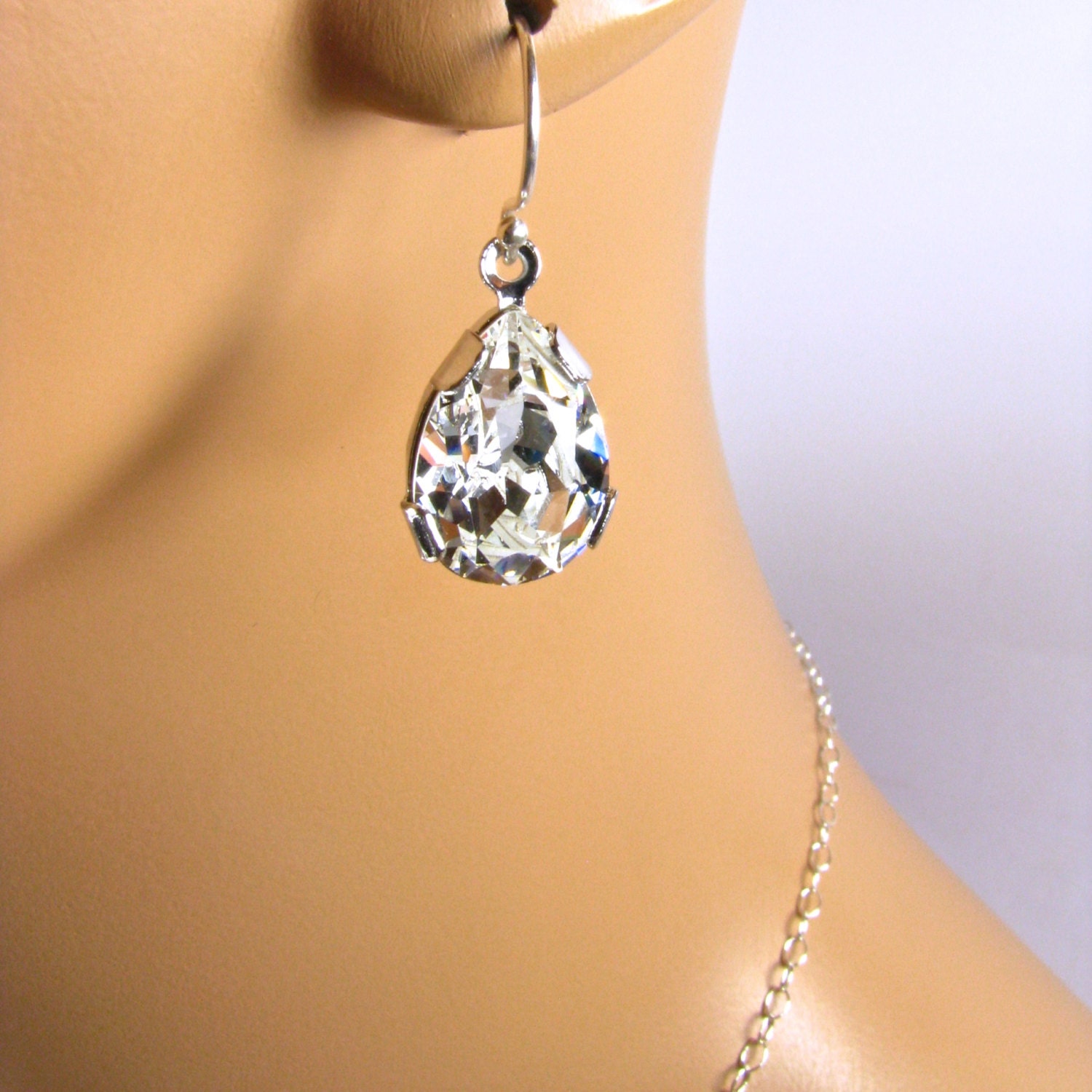 Backdrop Necklace ATTACHMENT Pear Shaped Rhinestone Swarovski Backdrop Necklace ATTACHMENT Pear Shaped Rhinestone Swarovski