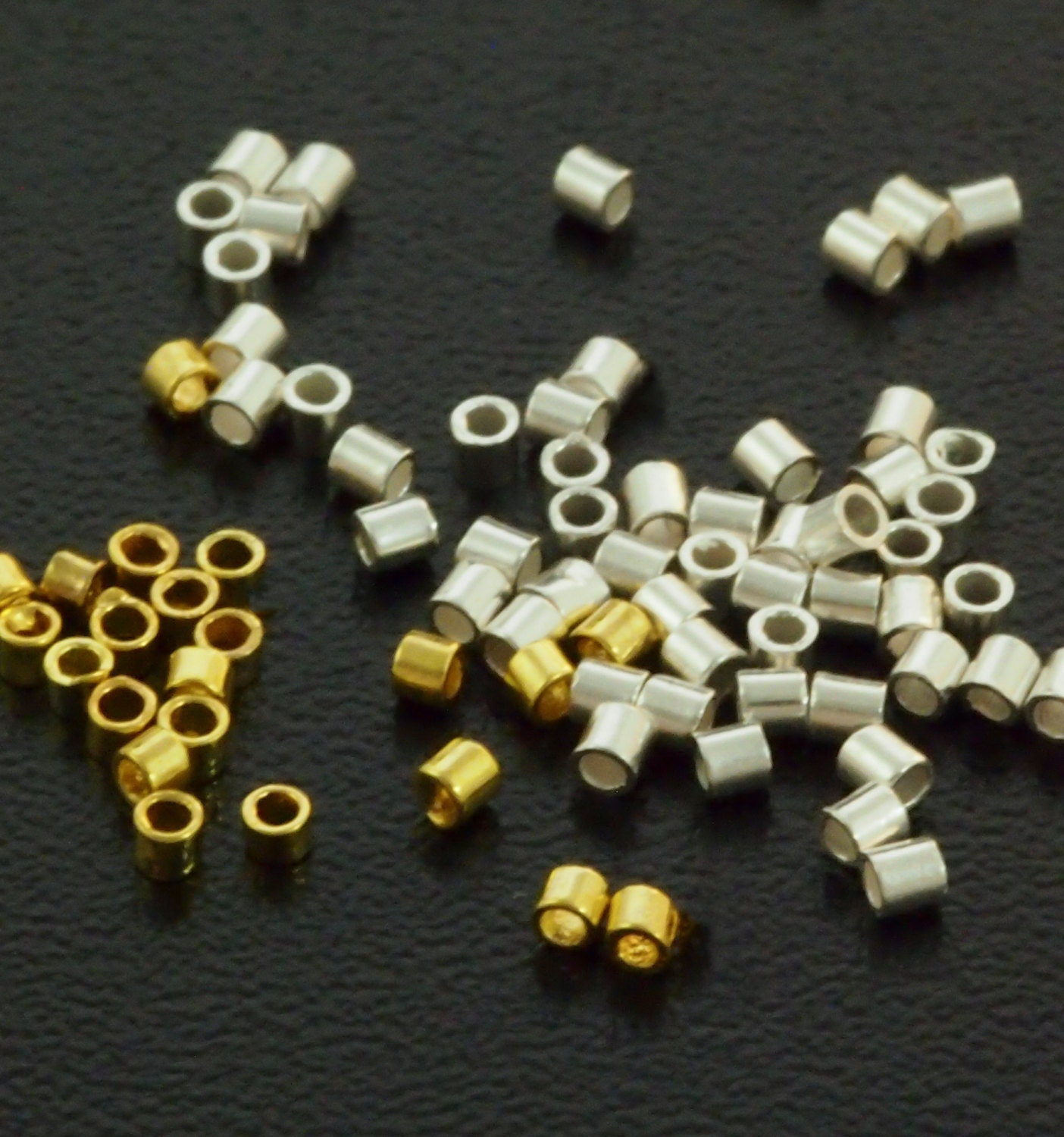 100 Crimp Tubes Silver Plated or Gold Plated Brass in 4
