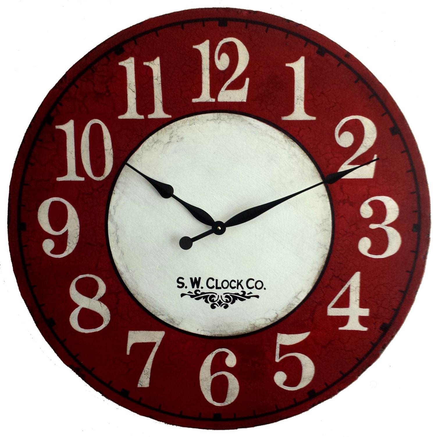 30 inch Devonshire Large Wall Clock Antique style Red Cream
