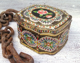Vintage Decorative Tin Made in England colorful tin old tea tin vintage ...