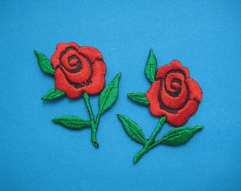 Red rose applique | Etsy