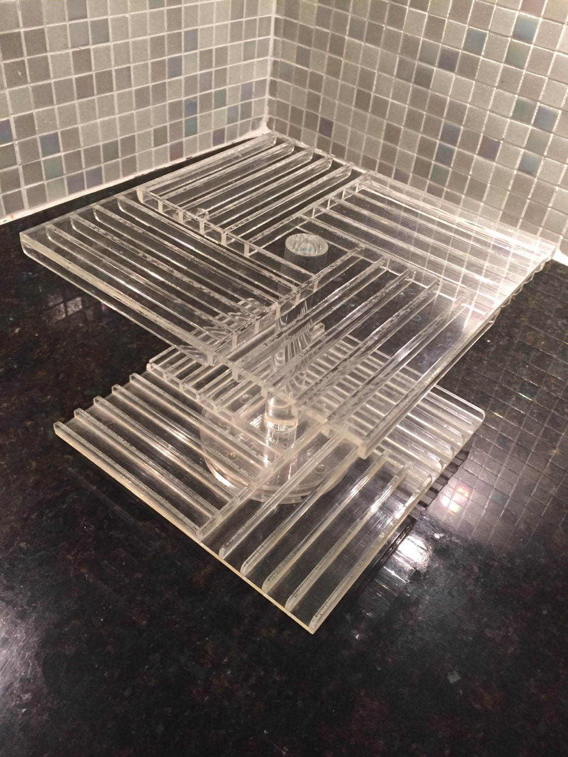 Lucite Shelf Revolving Two Tier Shelving Tabletop Shelf Lucite Rotating ...