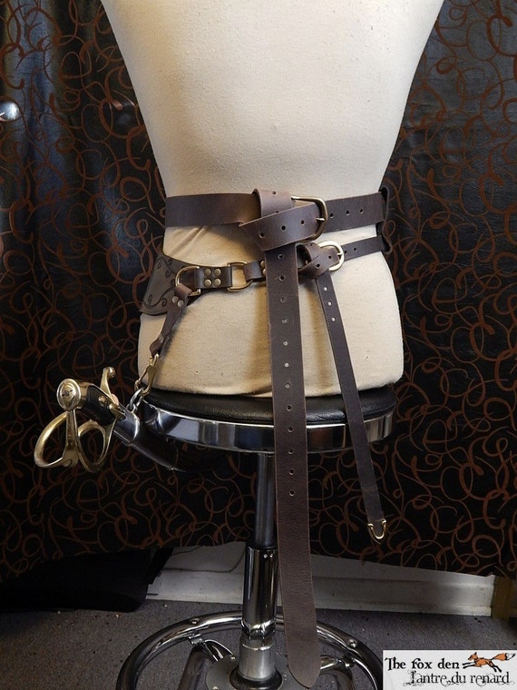 Cavalry saber sword double leather belt luxury version with