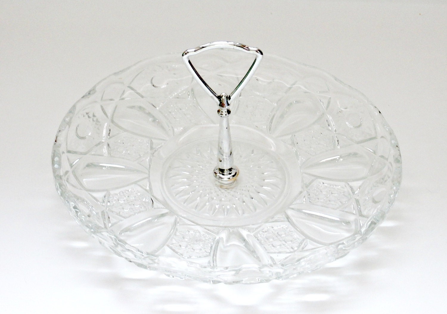 vintage crystal serving tray appetizer plate Hors d’oeuvres glass and ...