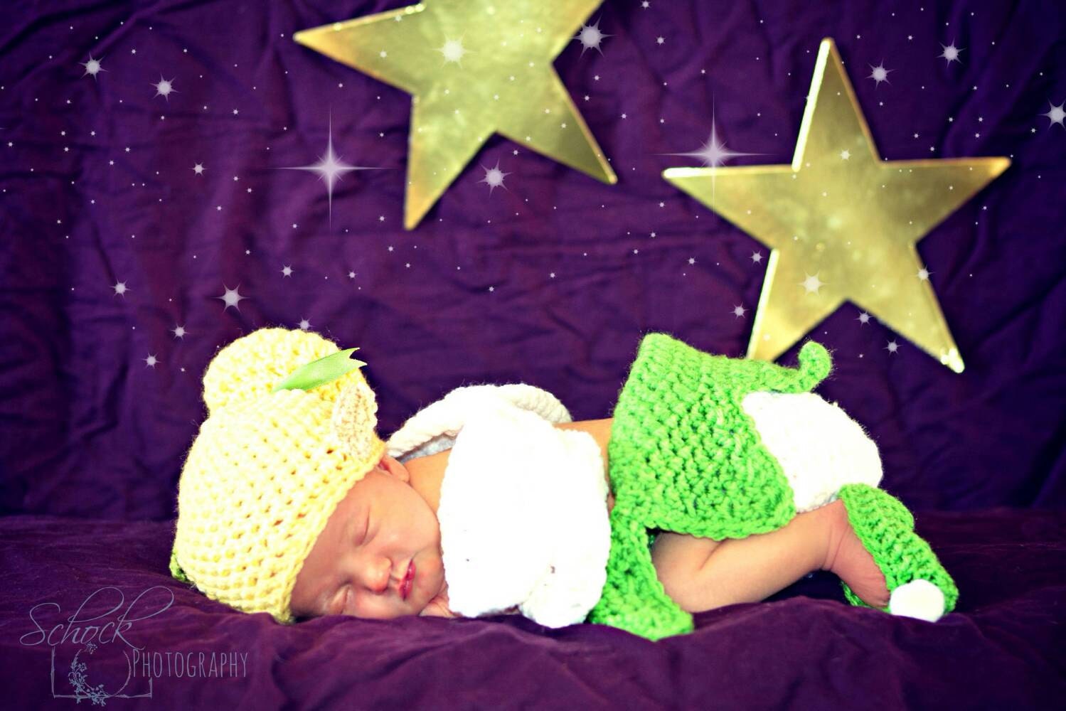 Crochet Disney's Tinkerbell Outfit beanie/hat diaper