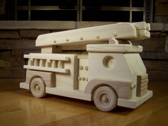 Handmade Wooden Fire Truck Toy