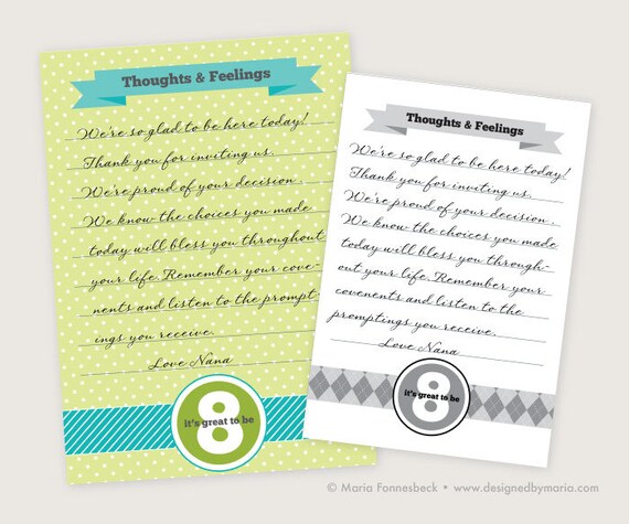 LDS Baptism Testimony Cards Printable: Guests Write Their
