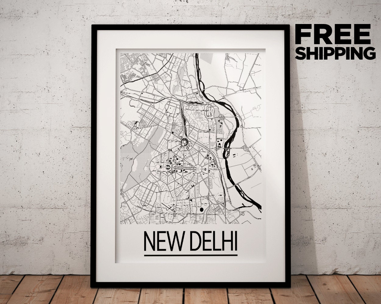 New Delhi Map Poster india Map Print Art Deco by iLikeMaps