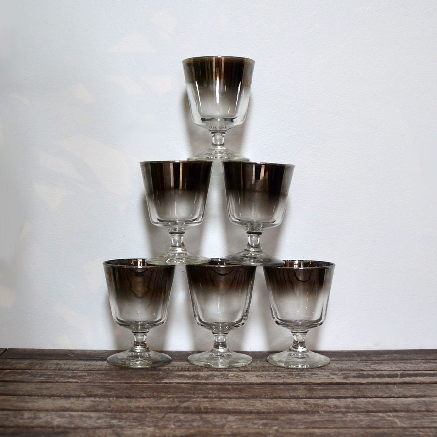 Stunning Silver Dipped Vintage Goblet Glasses Haute Juice