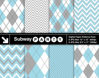 Soft Teal and Orange Digital Papers Pack. Aqua by subwayParty