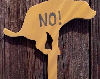 Yellow lab no pooping dog wood yard staked sign