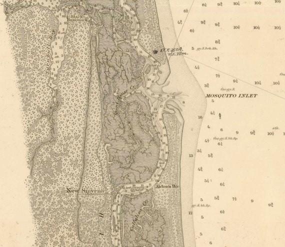 Halifax River to Mosquito Lagoon - 1882 Florida - Nautical Map - 80000 ...