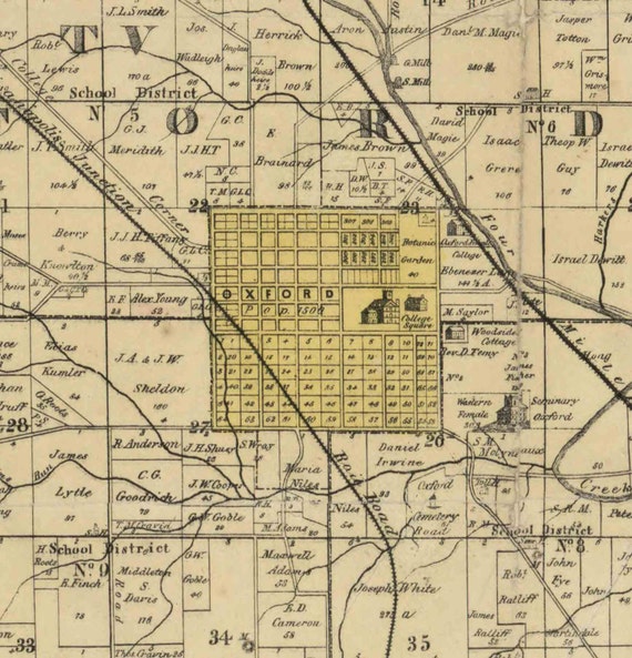 Butler County Ohio 1855 Old Wall Map Reprint with Homeowner