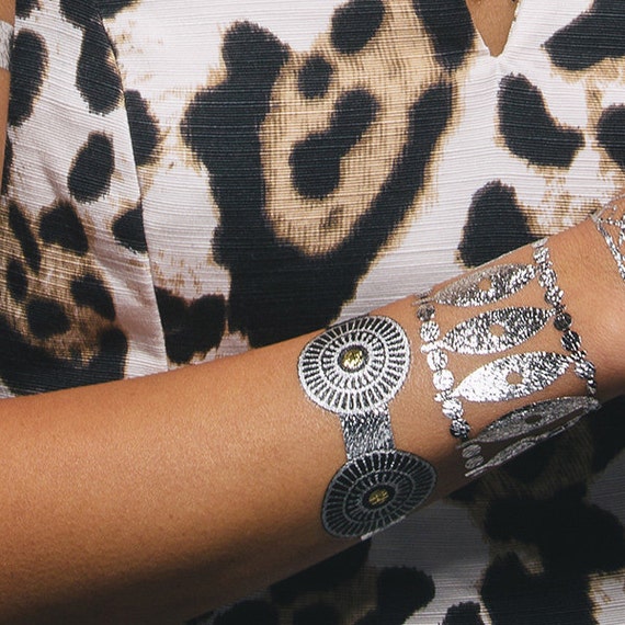 Metallic Silver Temporary Tattoo Bali 1 x A5 Sheet