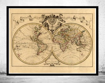 Old World Map Atlas Vintage World Map 1851 by OldCityPrints