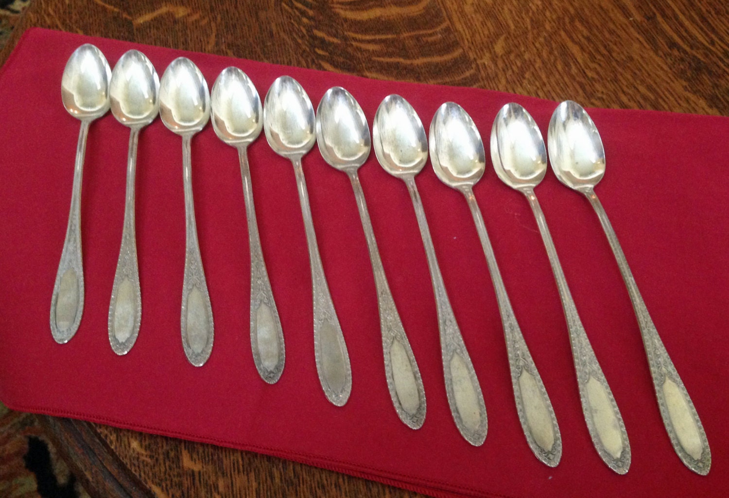 Set of 10 Antique Silver Plated Iced Tea Spoons Carlton Ramona – Haute ...