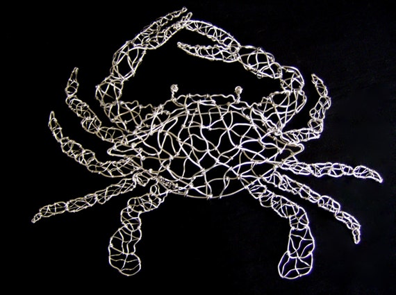 wire crab sculpture 14 in.x12in crabwire