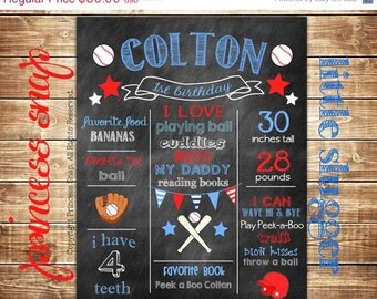Baseball First Birthday Chalkboard - Sports 1st Birthday Poster ...