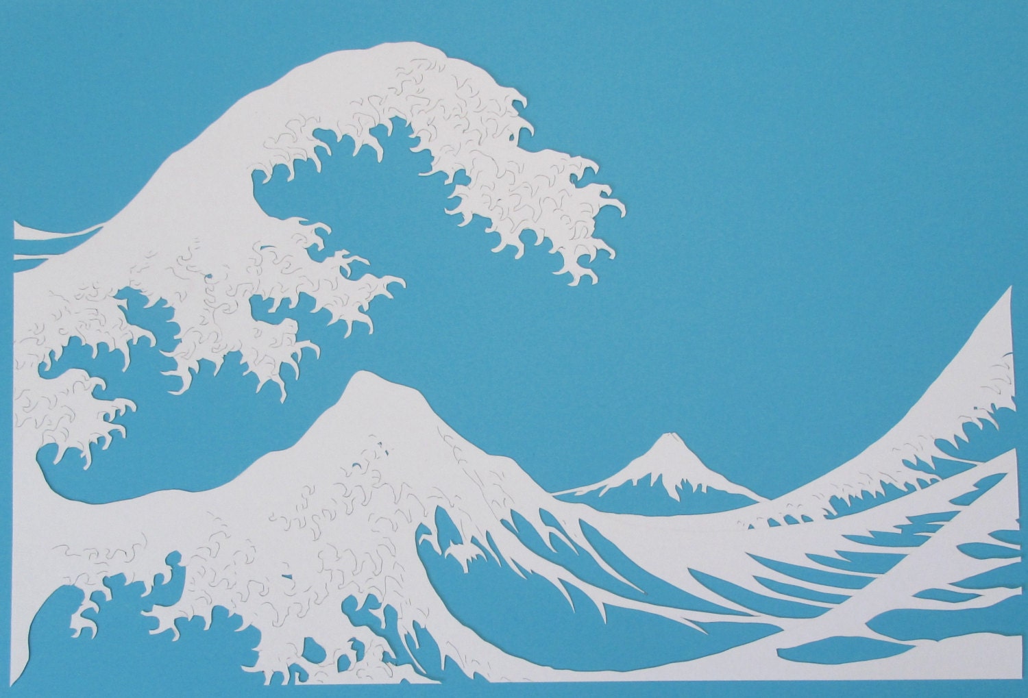 The Wave inspired by Hokusai papercut