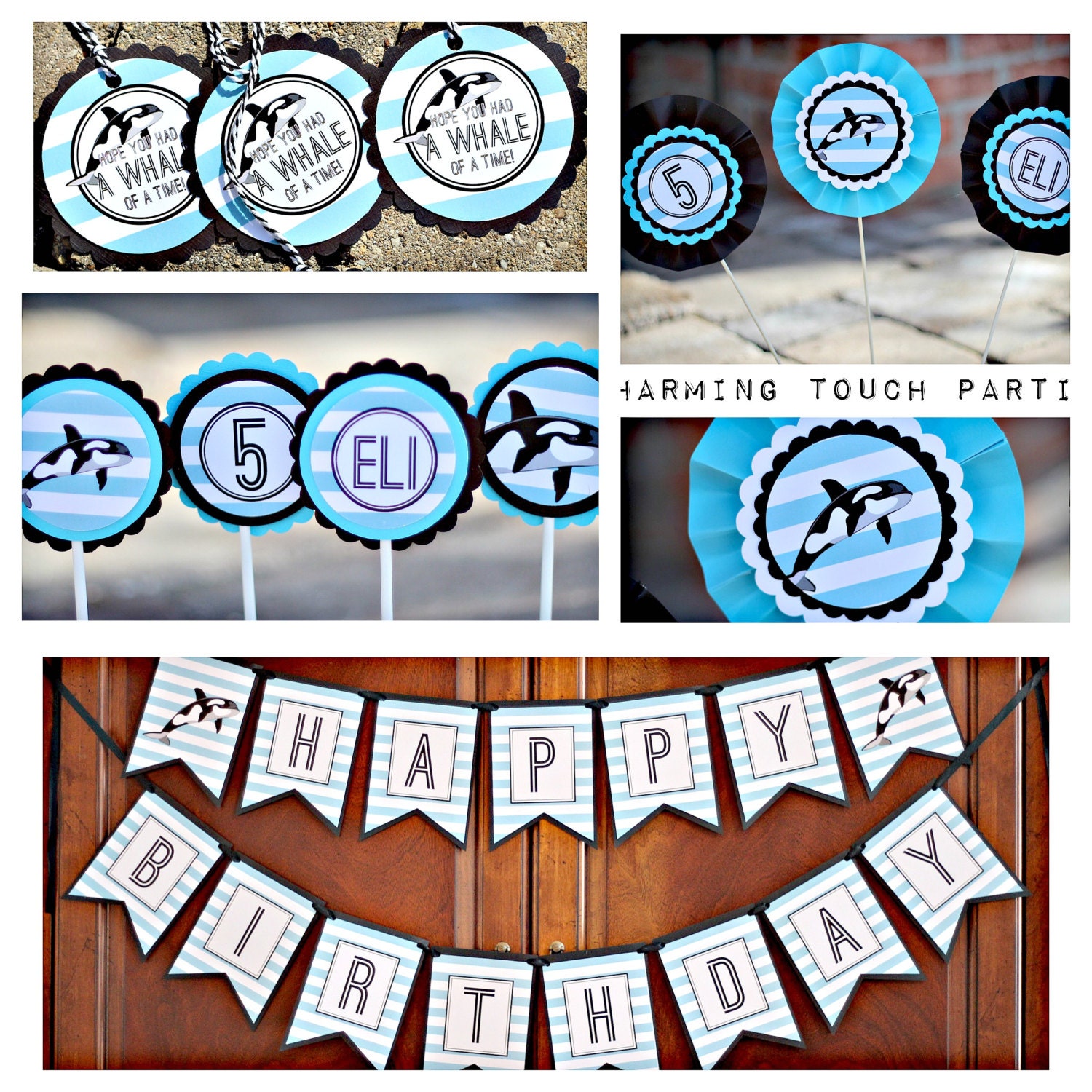 Orca Whale Birthday Party-In-A-Box by Charming Touch Parties.