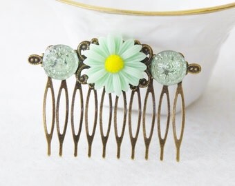Mint green hair comb | Etsy