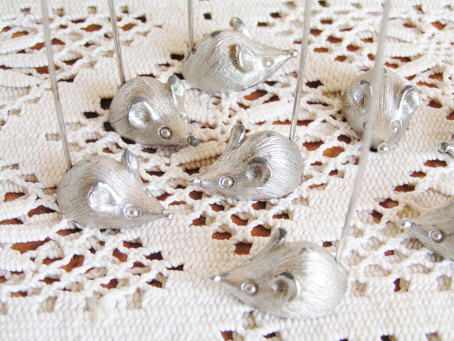 Vintage Set of 8 Napier Silvertone Mice Serving Skewers for Cheese ...