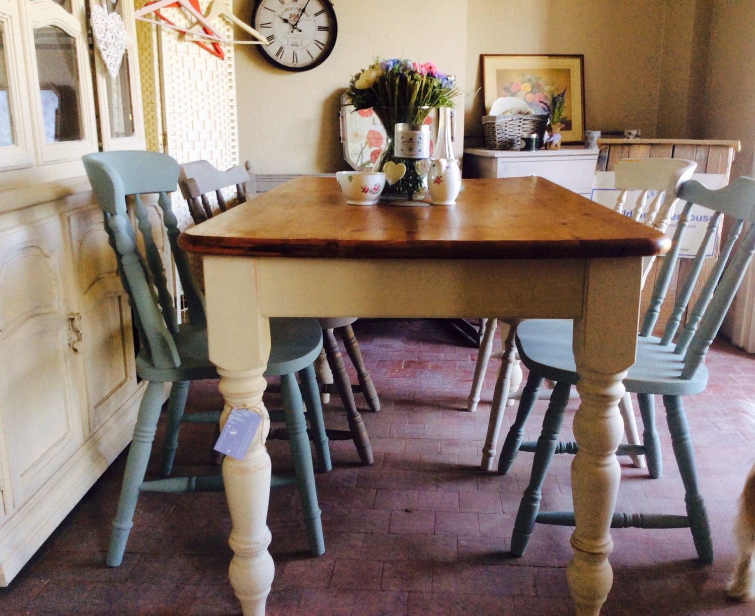 Gorgeous solid vintage farmhouse pine French cottage style dining table ...