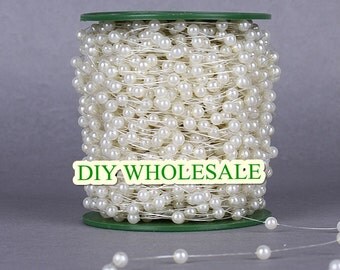 Cream White Pearl String Beads Flower Pearl Sting 4mm Wide 10M