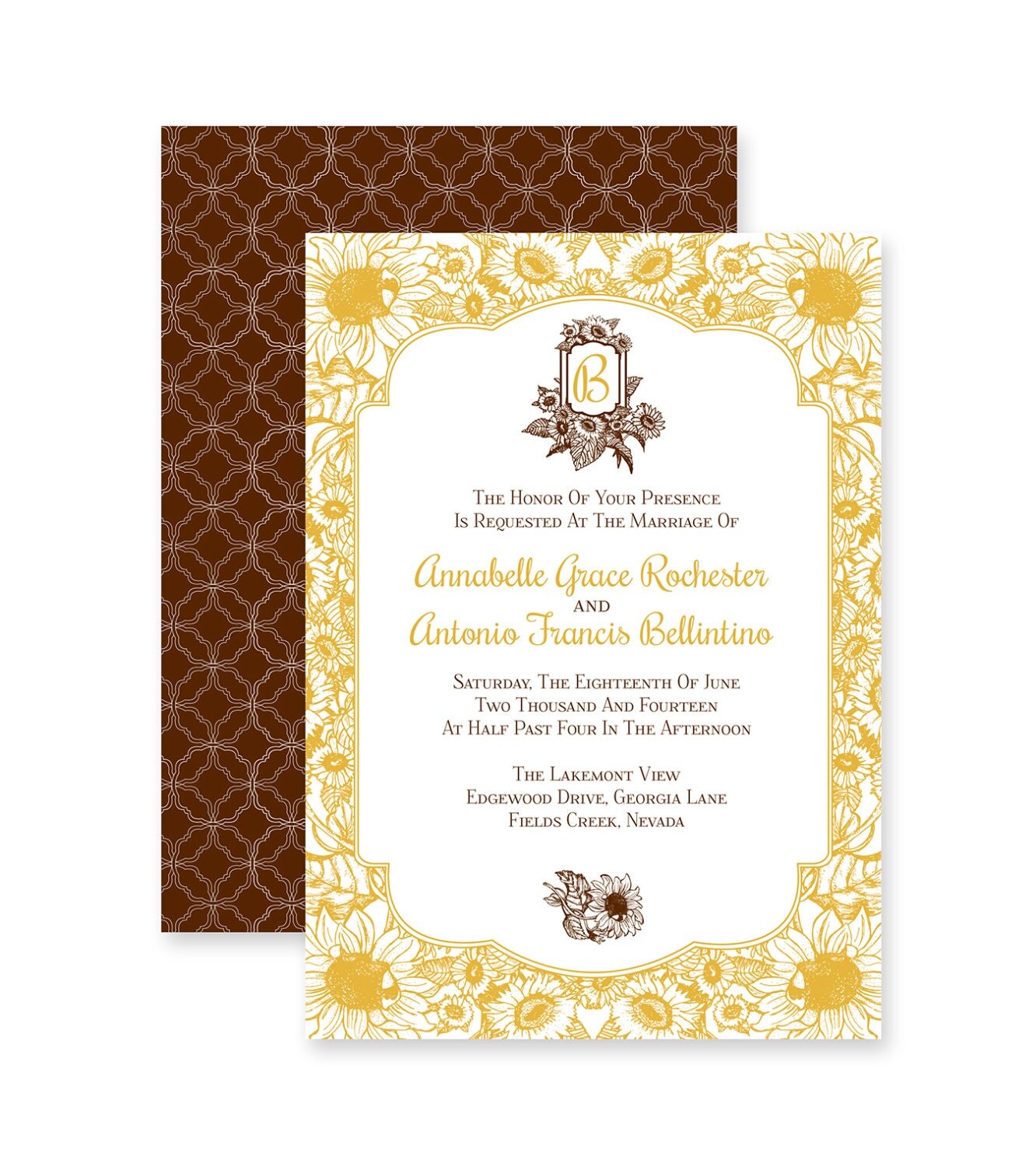 Sunflower Garden Wedding Invitation diy by MarieCoutureDesigns