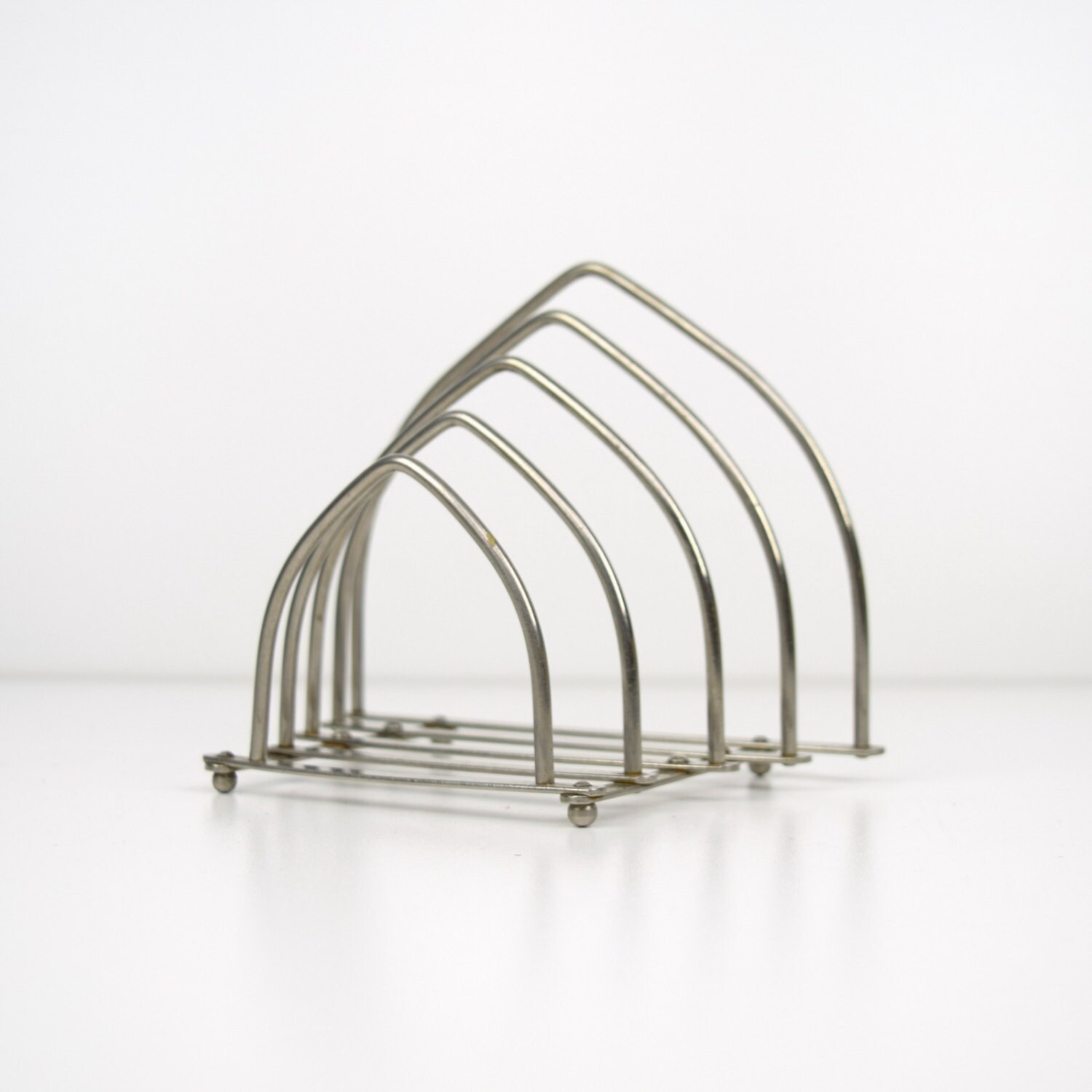 Gothic Arch 4 Slot Toast Server Rack, Distressed Chrome, Letter Holder ...